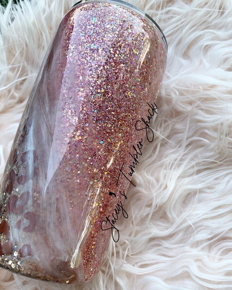 Rose gold Leopard Print glitter leopard yeti tumbler glitter | Etsy