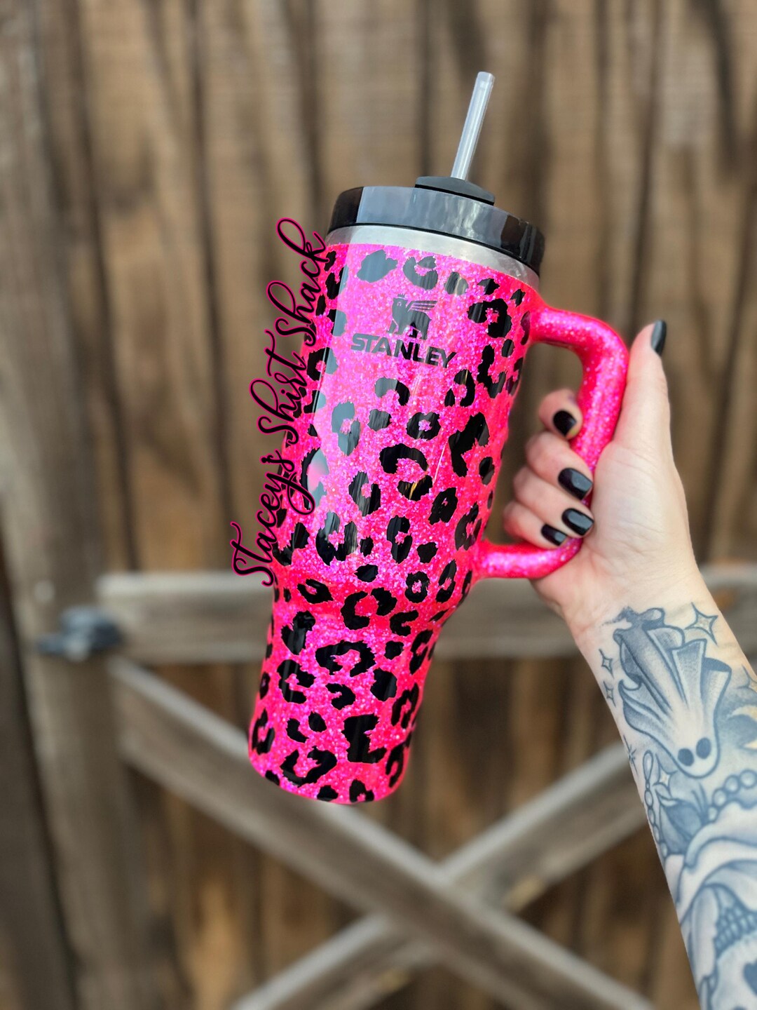 Leopard Print Tumbler Glitter Leopard Tumbler Pink Glitter Stanley ...