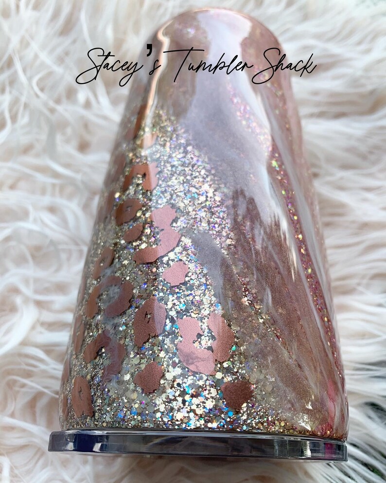 Rose gold Leopard Print glitter leopard yeti tumbler glitter | Etsy