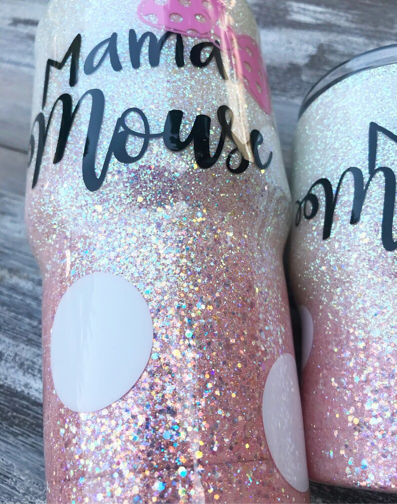 Mama Mouse And Mini Mouse Glitter Tumbler Set Mama And Me Etsy