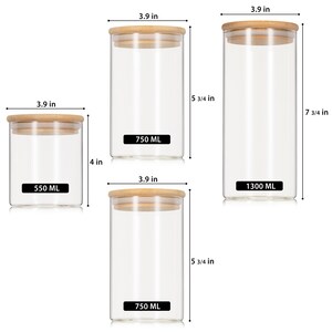 Stackable Glass Kitchen Canisters Set | Airtight Bamboo Lid | 4-pack ...