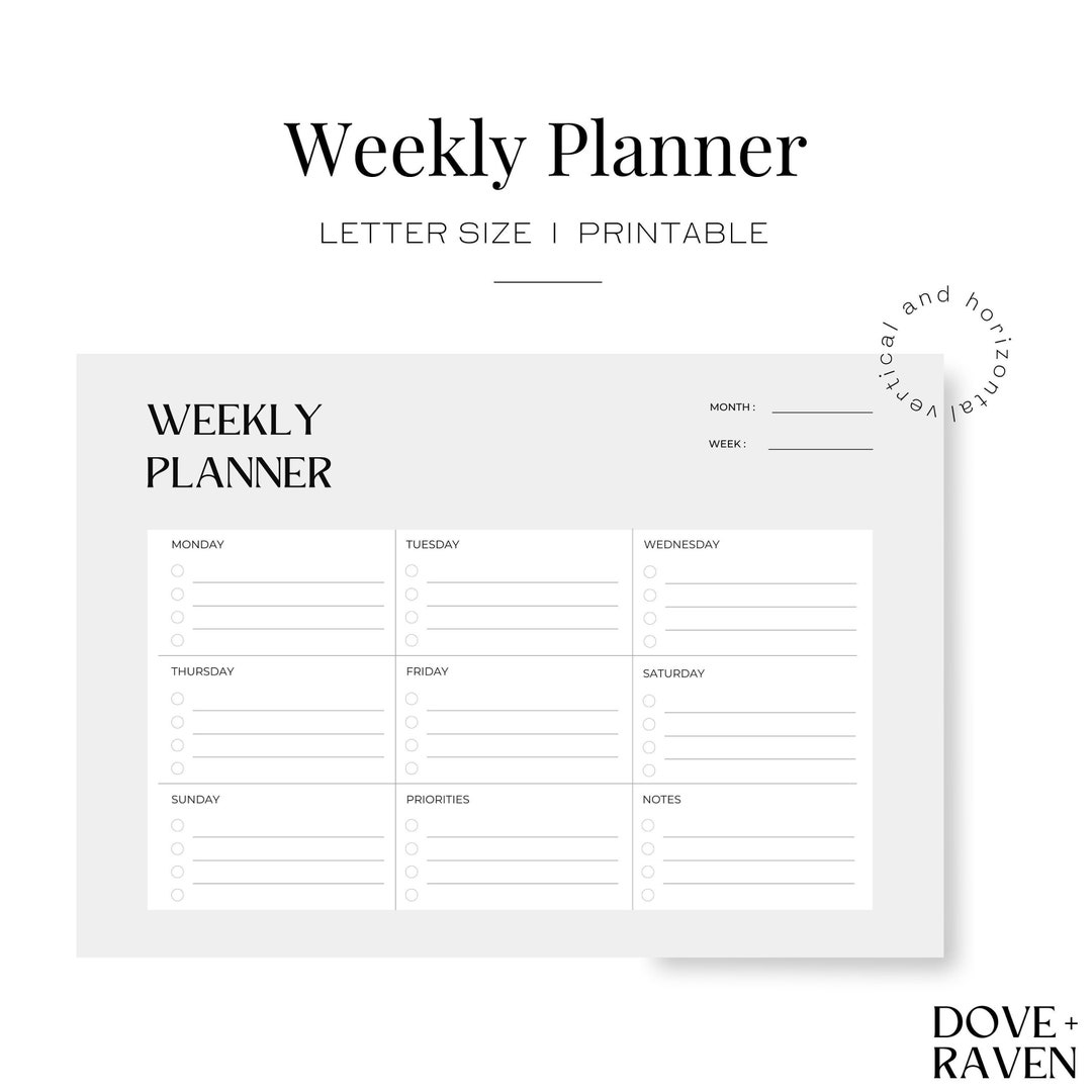 Printable Weekly Calendars & Planners Weekly Planner Template ...