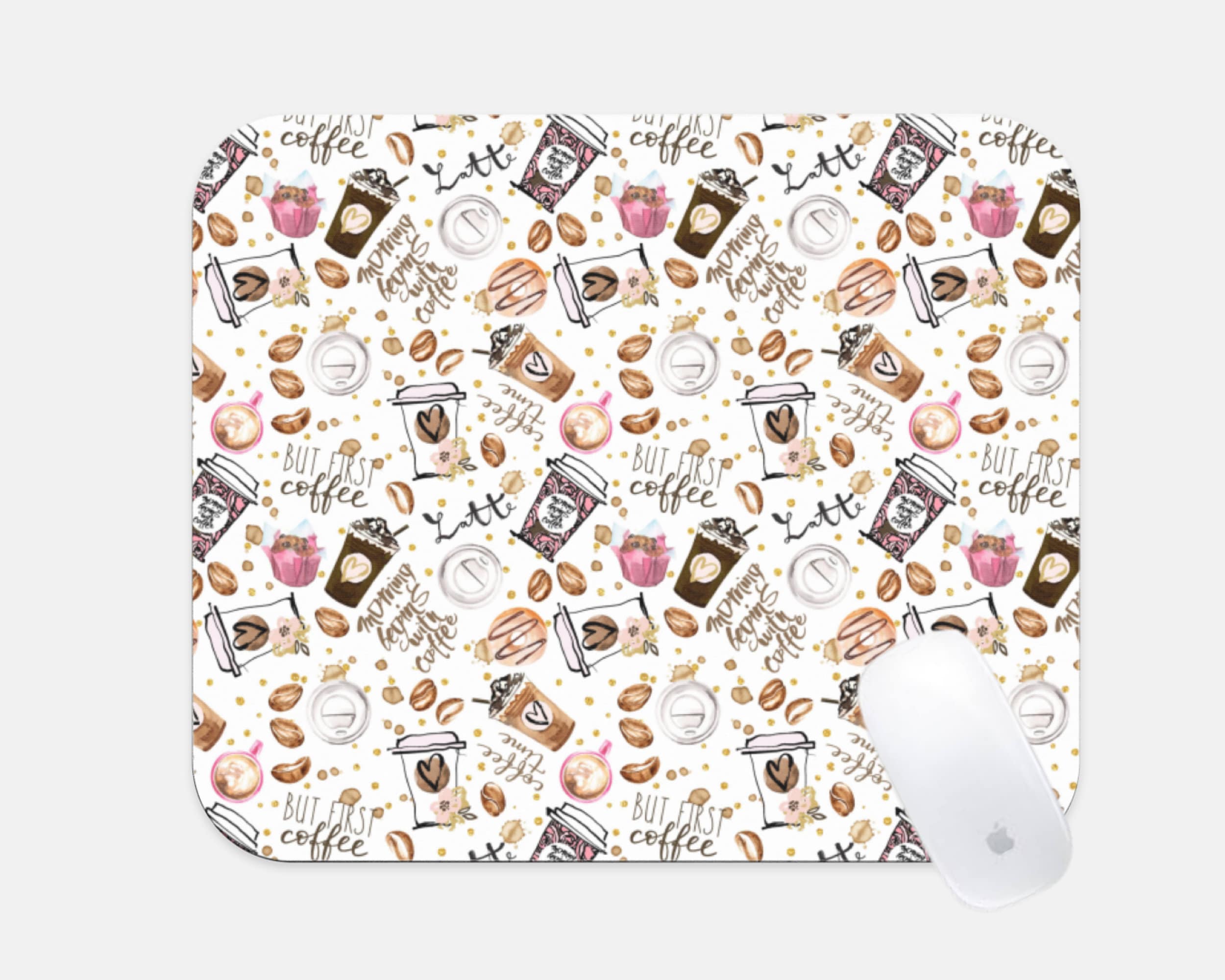 Cute Mouse Pad Coffee Mouse Pad Circle Mousepad Round Mouse - Etsy