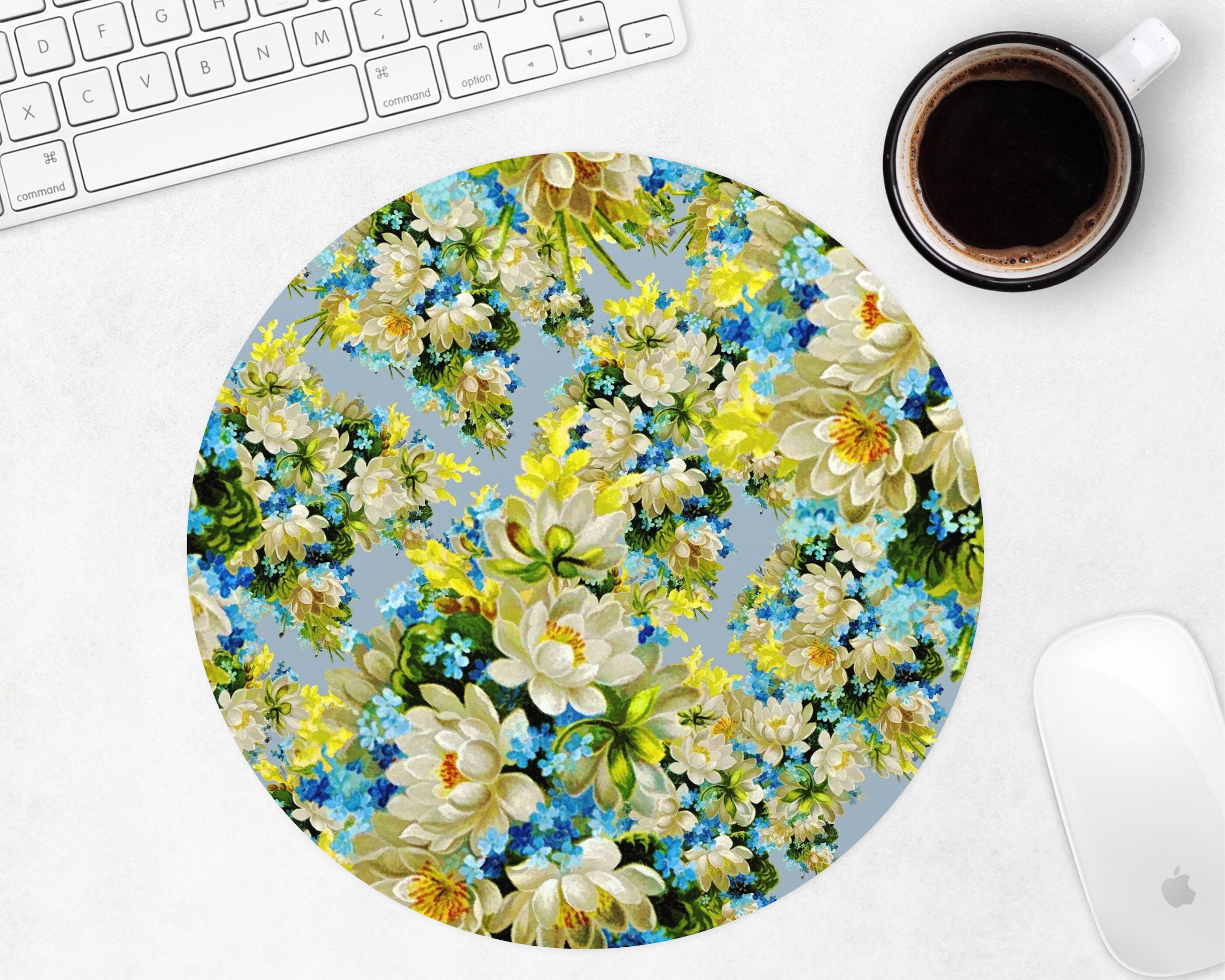 Floral Mousepad Circle Mouse Pad Round Mouse Pad for Women - Etsy