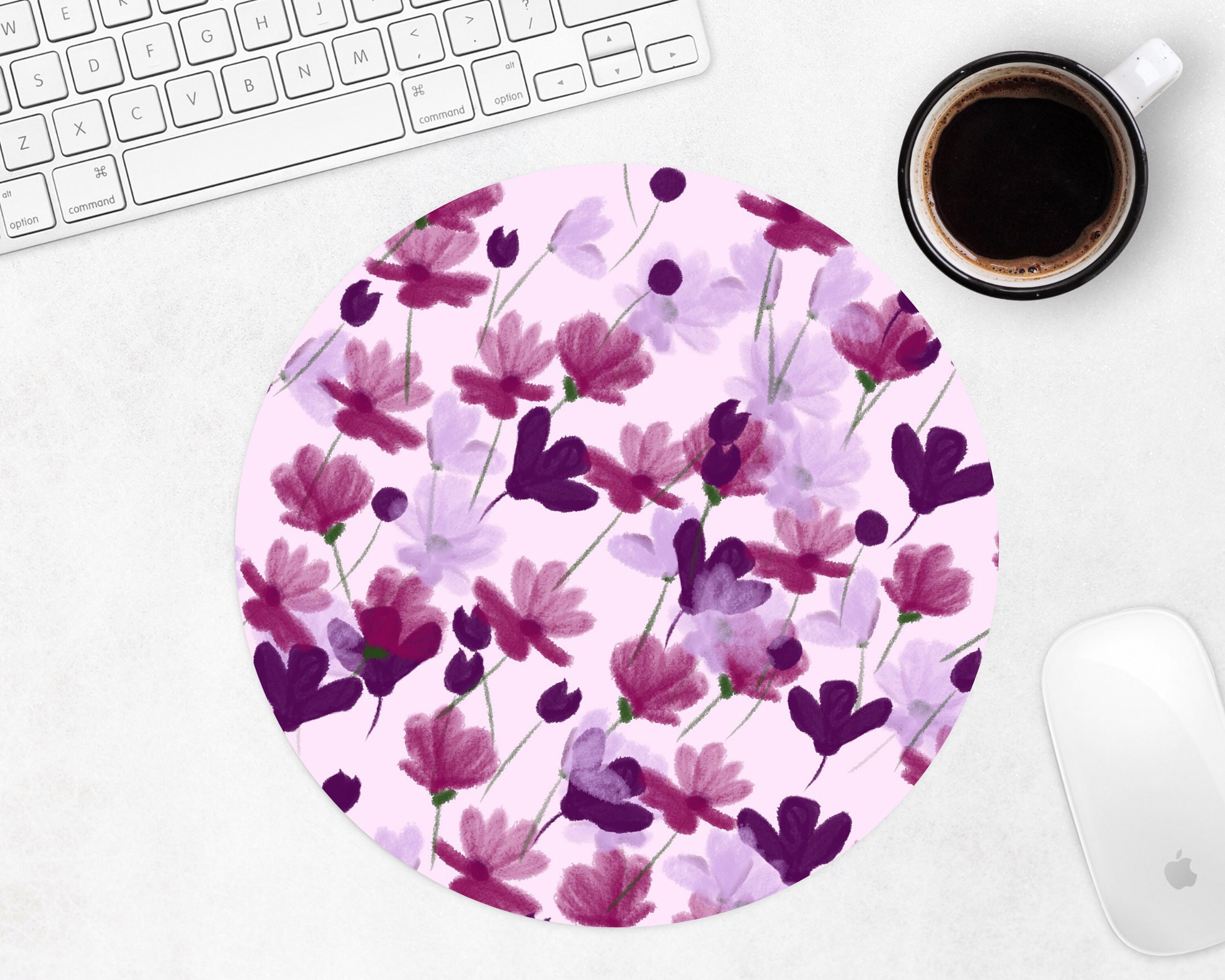 Floral Mouse Pad Cute Circle Mousepad Round Mouse Pad for - Etsy