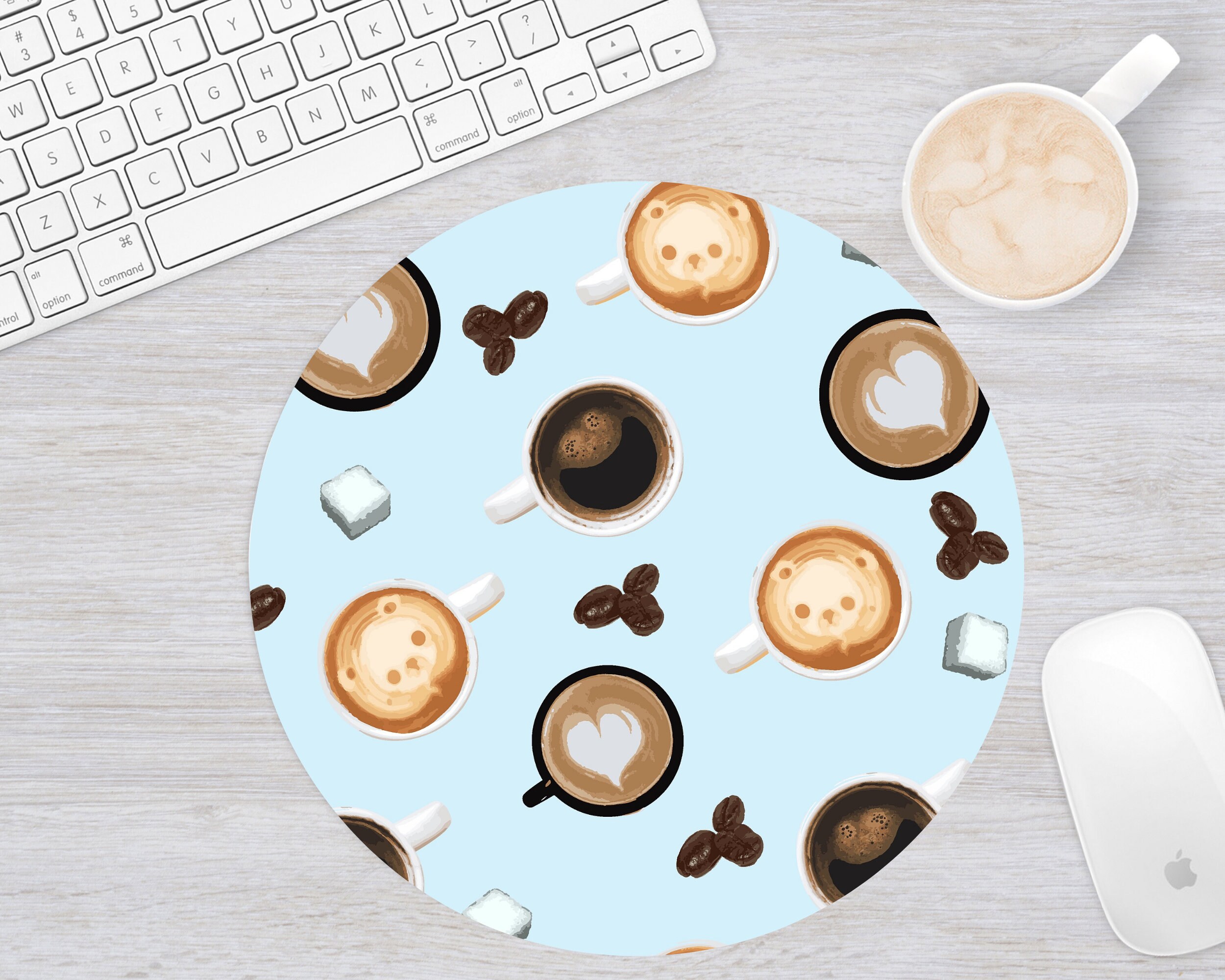 Cute Mouse Pad Coffee Mouse Pad Circle Mousepad Round Mouse - Etsy