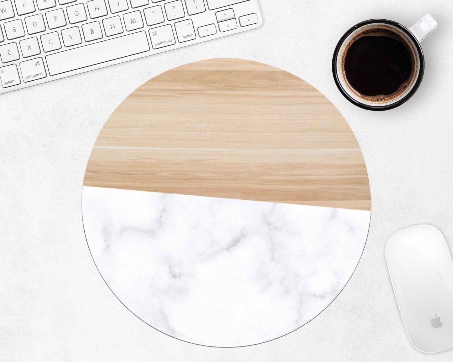 Marble Mouse Pad Wood Circle Mousepad Round Mouse Pad for | Etsy