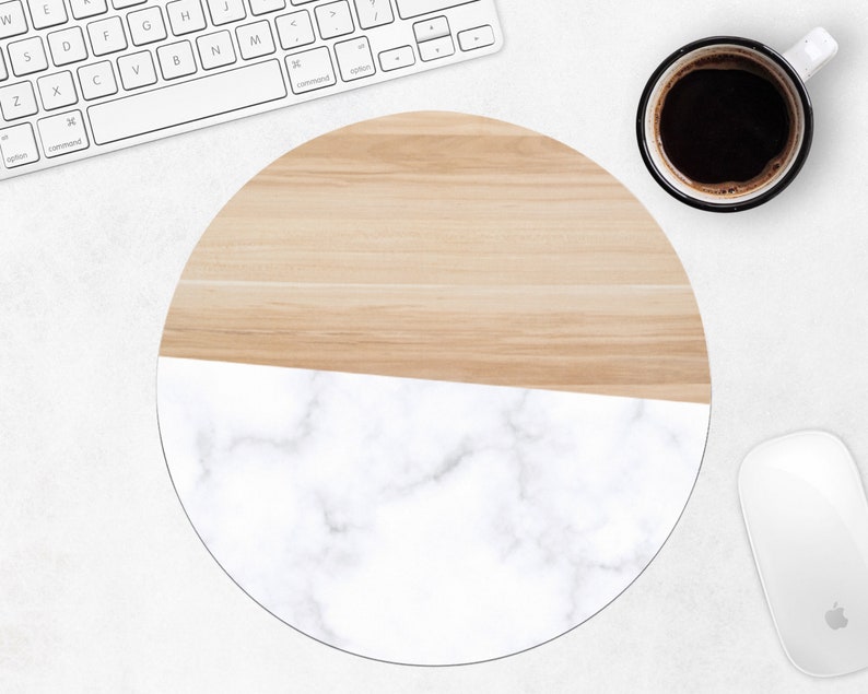Marble Mouse Pad, Wood Circle Mousepad, Round Mouse Pad for Women, Desk ...