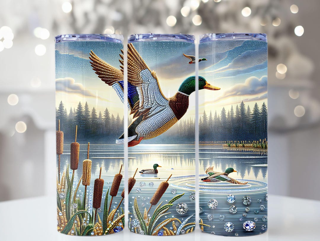 Faux Rhinestone Flying Mallard Duck Tumbler Wrap, Sparkly Rhinestone ...