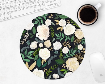 Floral Mouse Pad Cute Circle Mousepad Round Mouse Pad for - Etsy