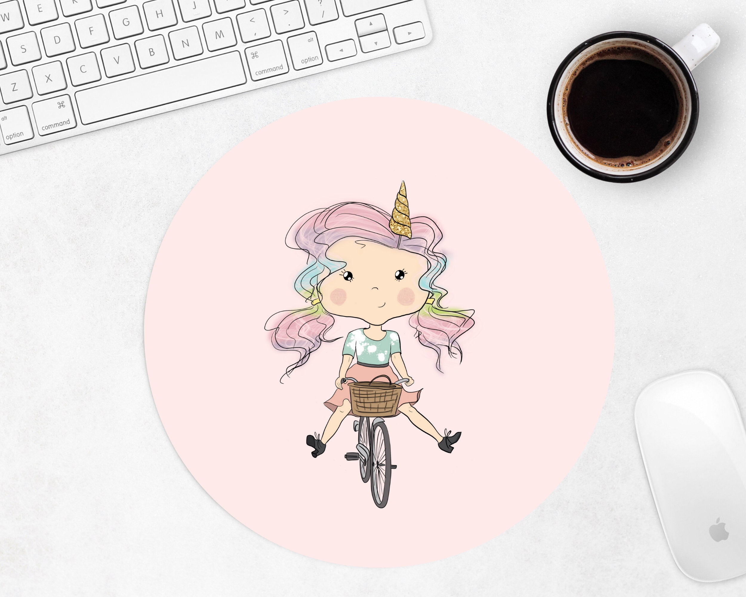 Cute Mouse Pad Cartoon Mouse Pad Unicorn Circle Mousepad - Etsy