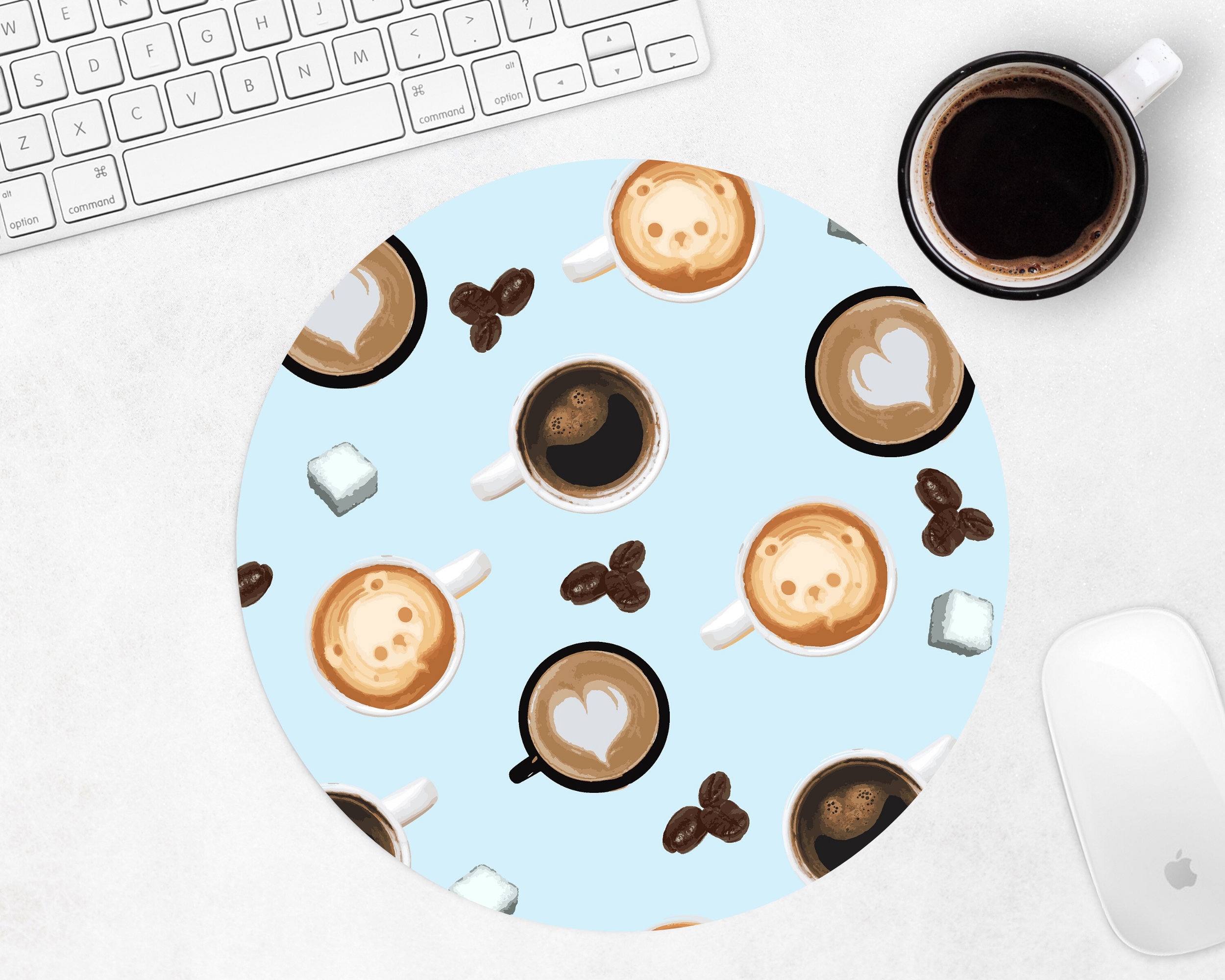 Cute Mouse Pad Coffee Mouse Pad Circle Mousepad Round Mouse - Etsy