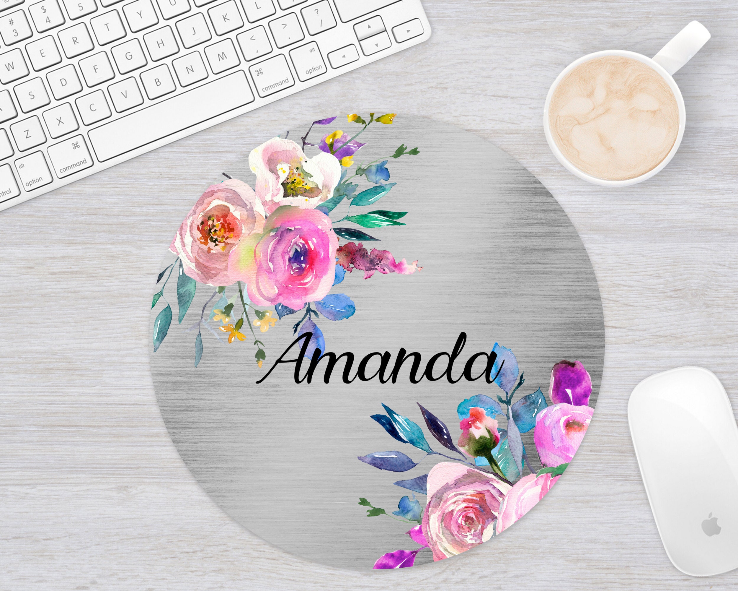 Monogram Mouse Pad Circle Mousepad Round Mouse Pad for - Etsy
