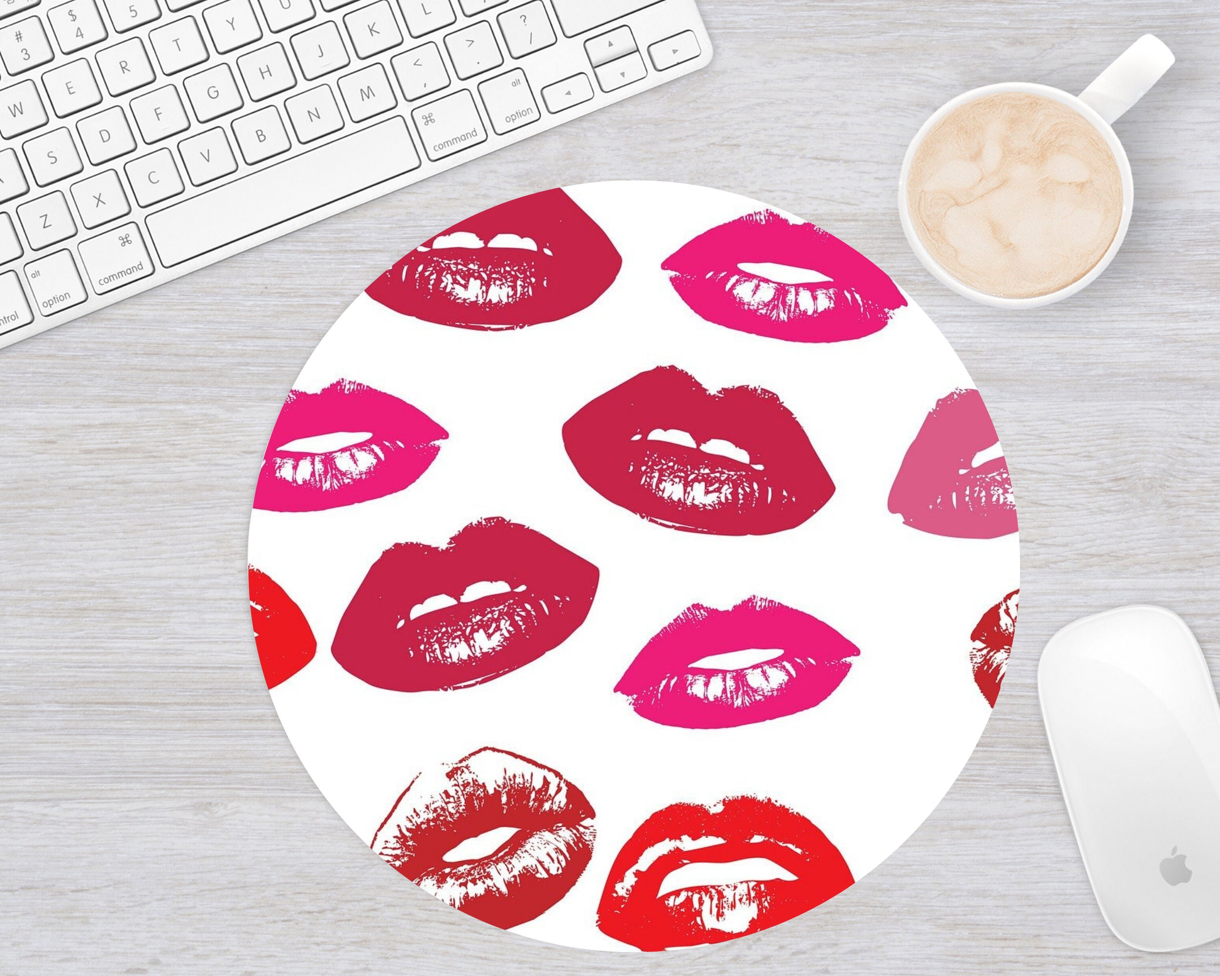 Cute Mouse Pad Lips Mouse Pad Kiss Circle Mousepad Round - Etsy