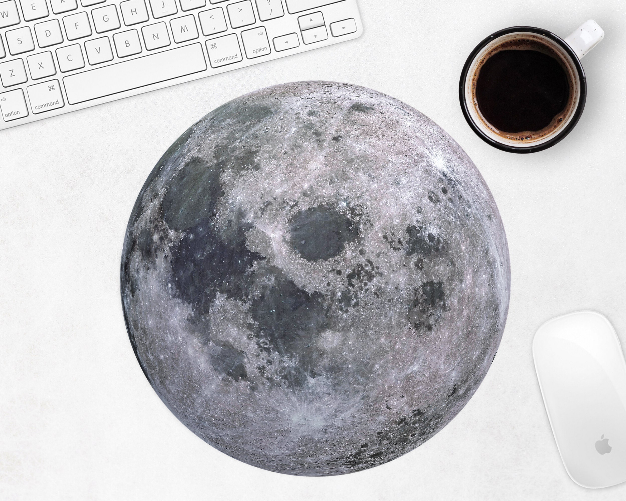 Moon Mouse Pad, Lunar Print Circle Mousepad, Round Mouse Pad for Women ...