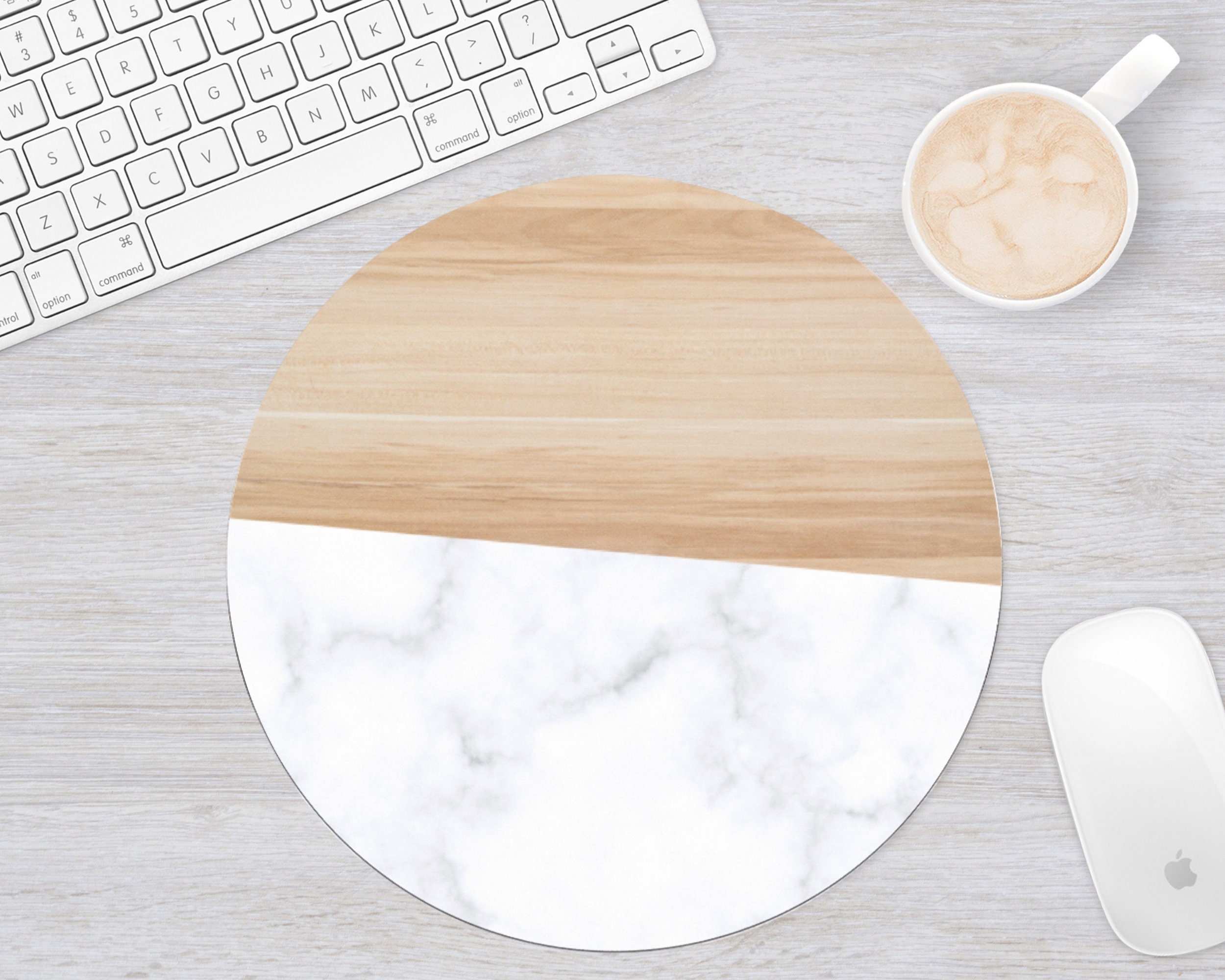 Marble Mouse Pad Wood Circle Mousepad Round Mouse Pad for | Etsy