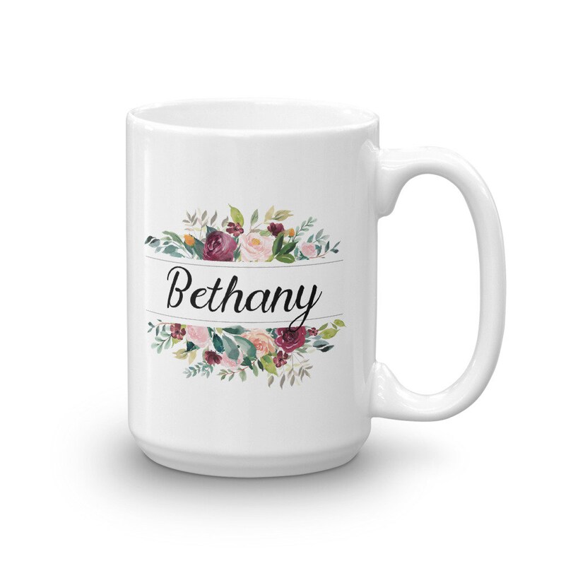 Personalized Monogram Mug Floral Initial Letter Name Mug - Etsy