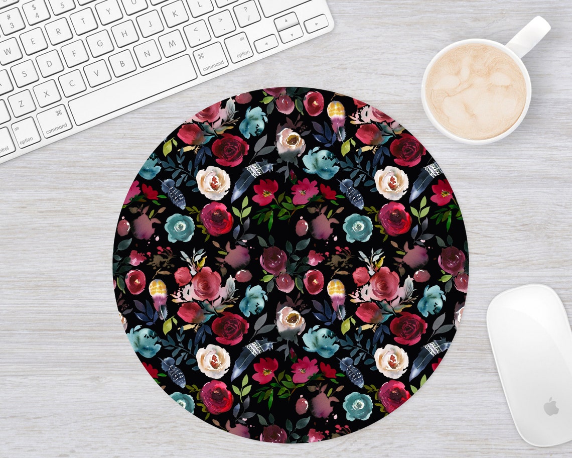 Floral Mouse Pad Circle Mousepad Round Mouse Pad for Women - Etsy