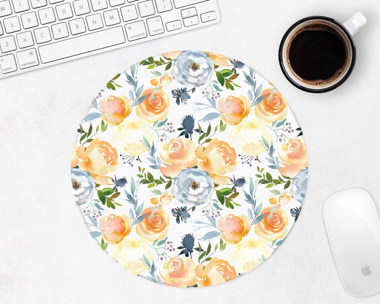 Floral Mouse Pad Circle Mousepad Round Mouse Pad for Women - Etsy