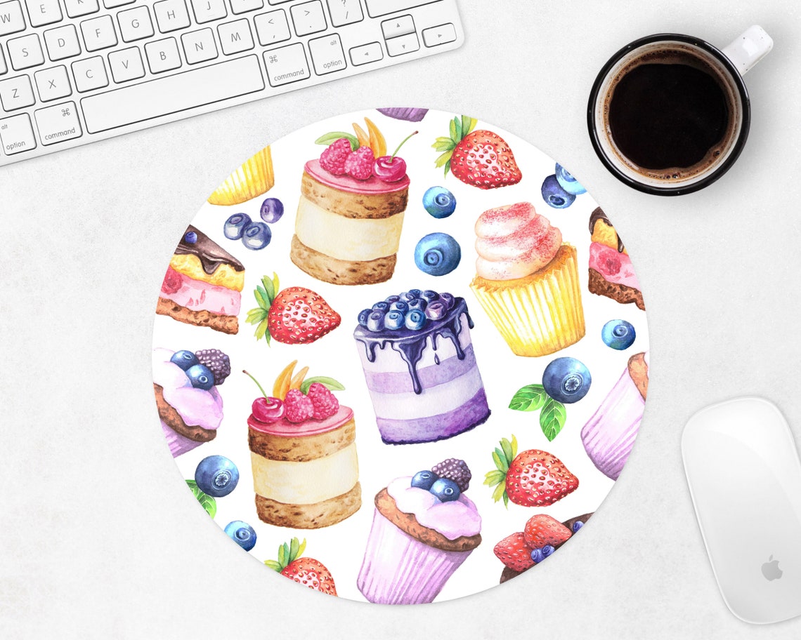 Cake Mouse Pad Circle Mouse Matdesk Accessories Office - Etsy