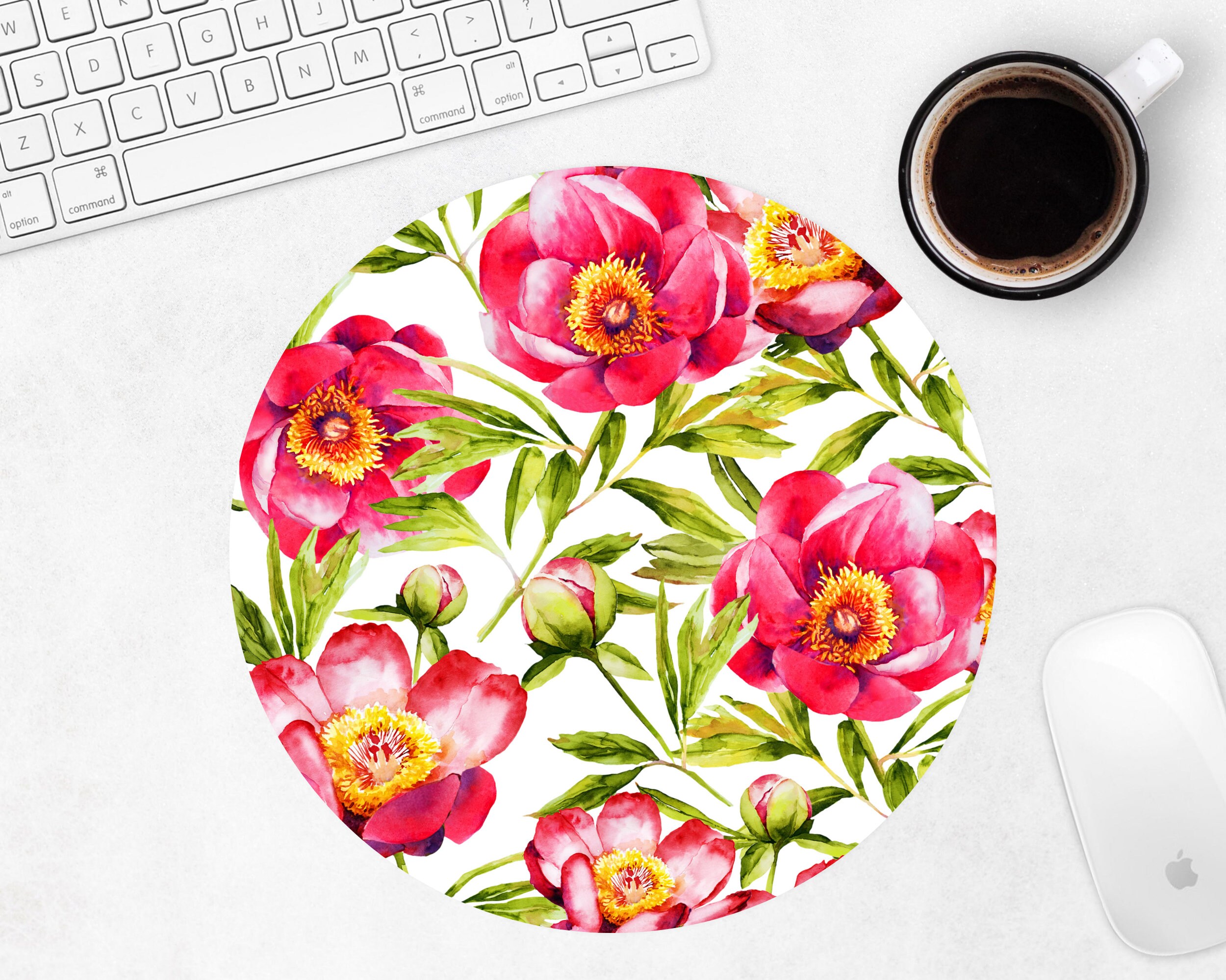 Floral Mouse Pad Circle Mousepad Round Mouse Pad for Women - Etsy