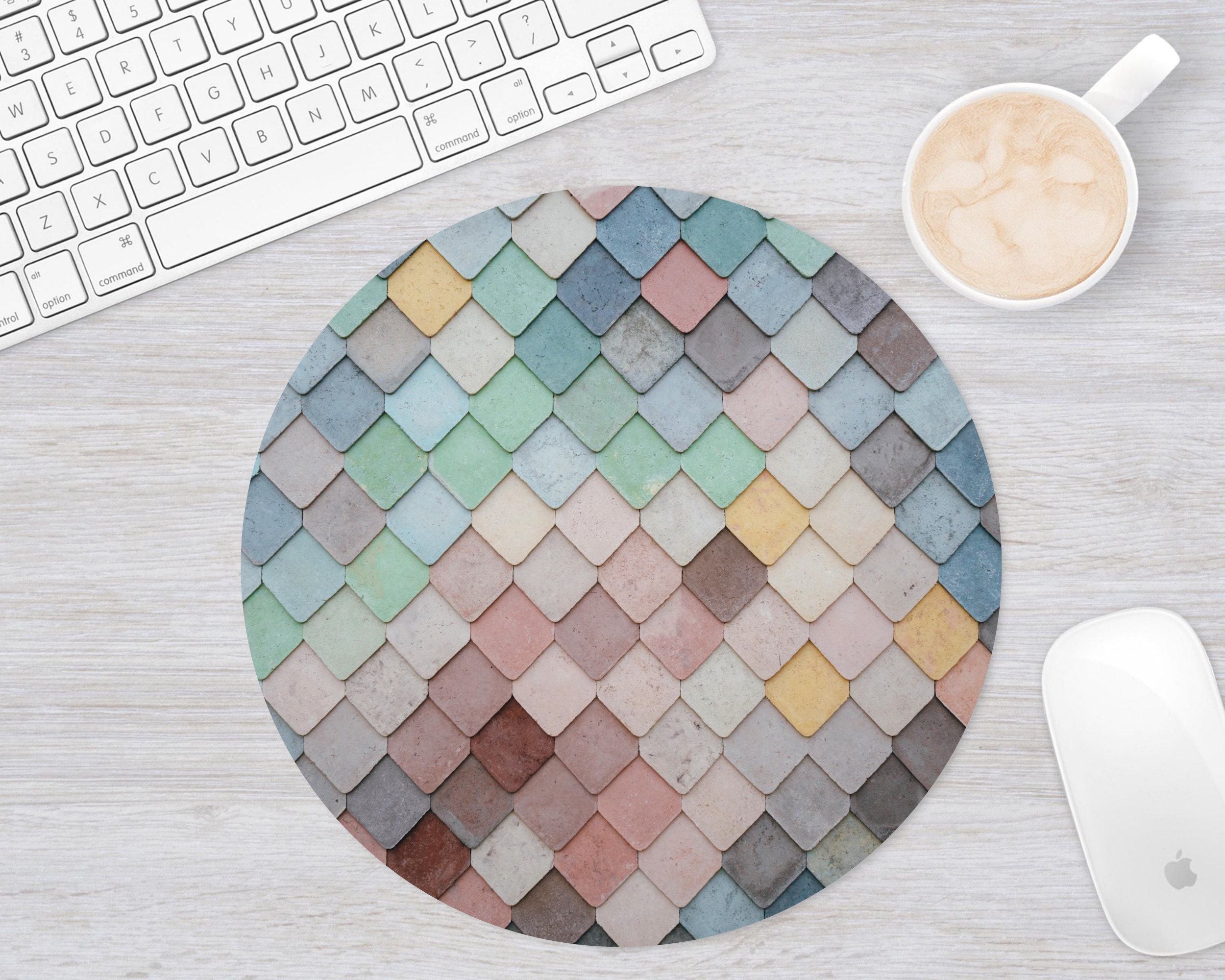 Cute Mouse Pad, Pattern Circle Mousepad, Round Mouse Pad for Women ...