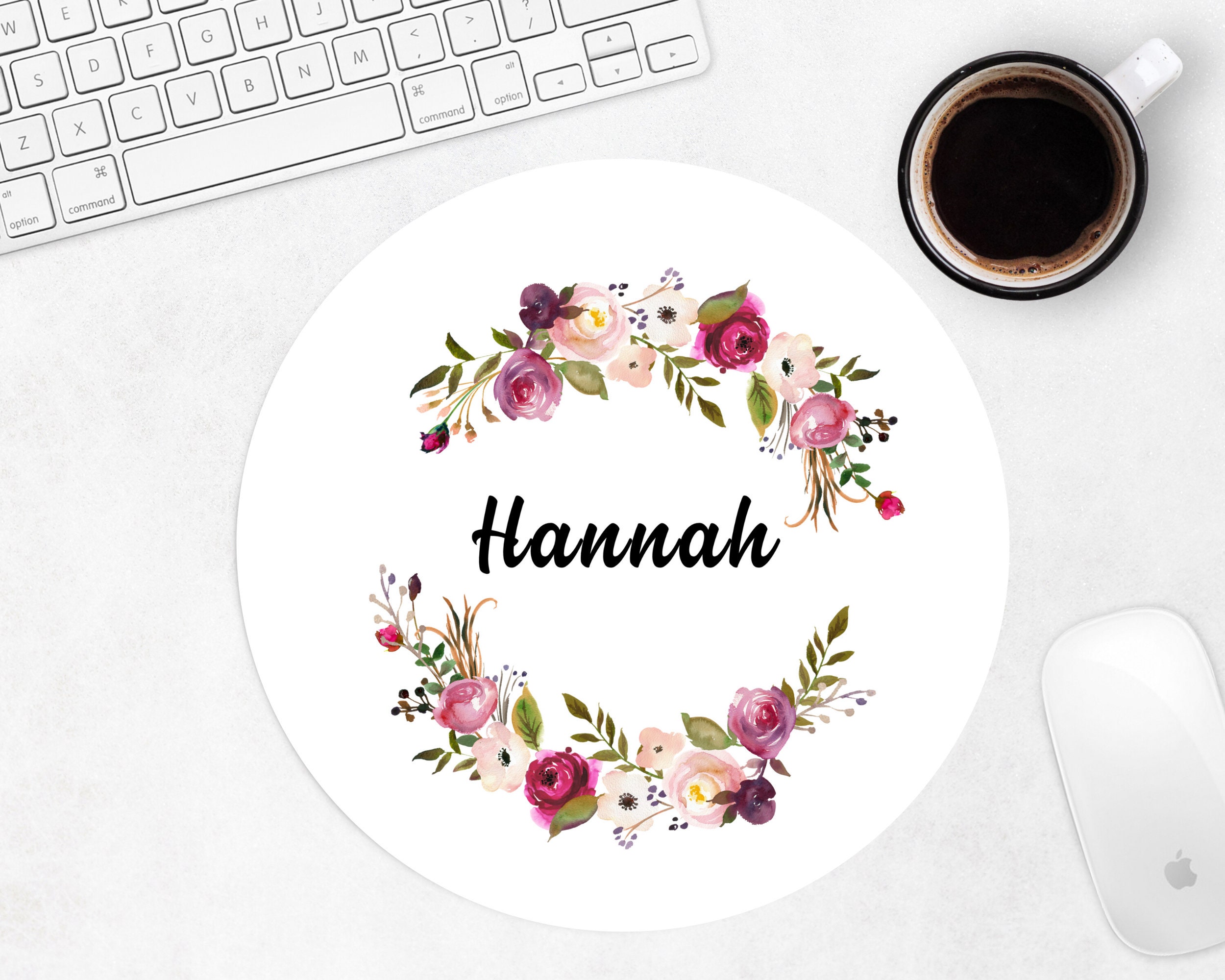 Monogram Mouse Pad Circle Mousepad Round Mouse Pad for - Etsy