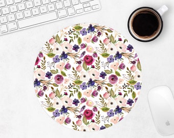 Floral Mouse Pad Cute Circle Mousepad Round Mouse Pad for - Etsy