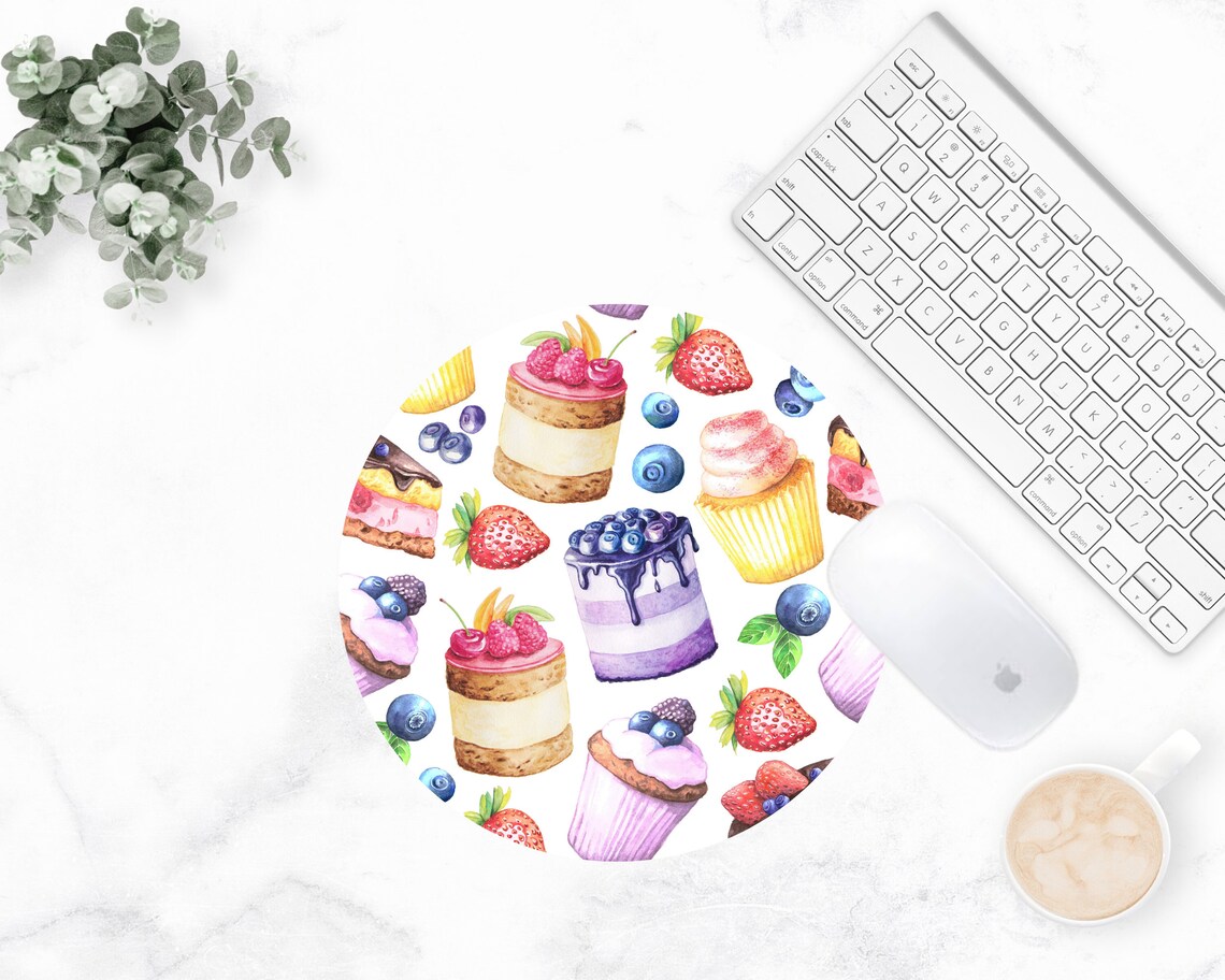 Cake Mouse Pad Circle Mouse Matdesk Accessories Office - Etsy