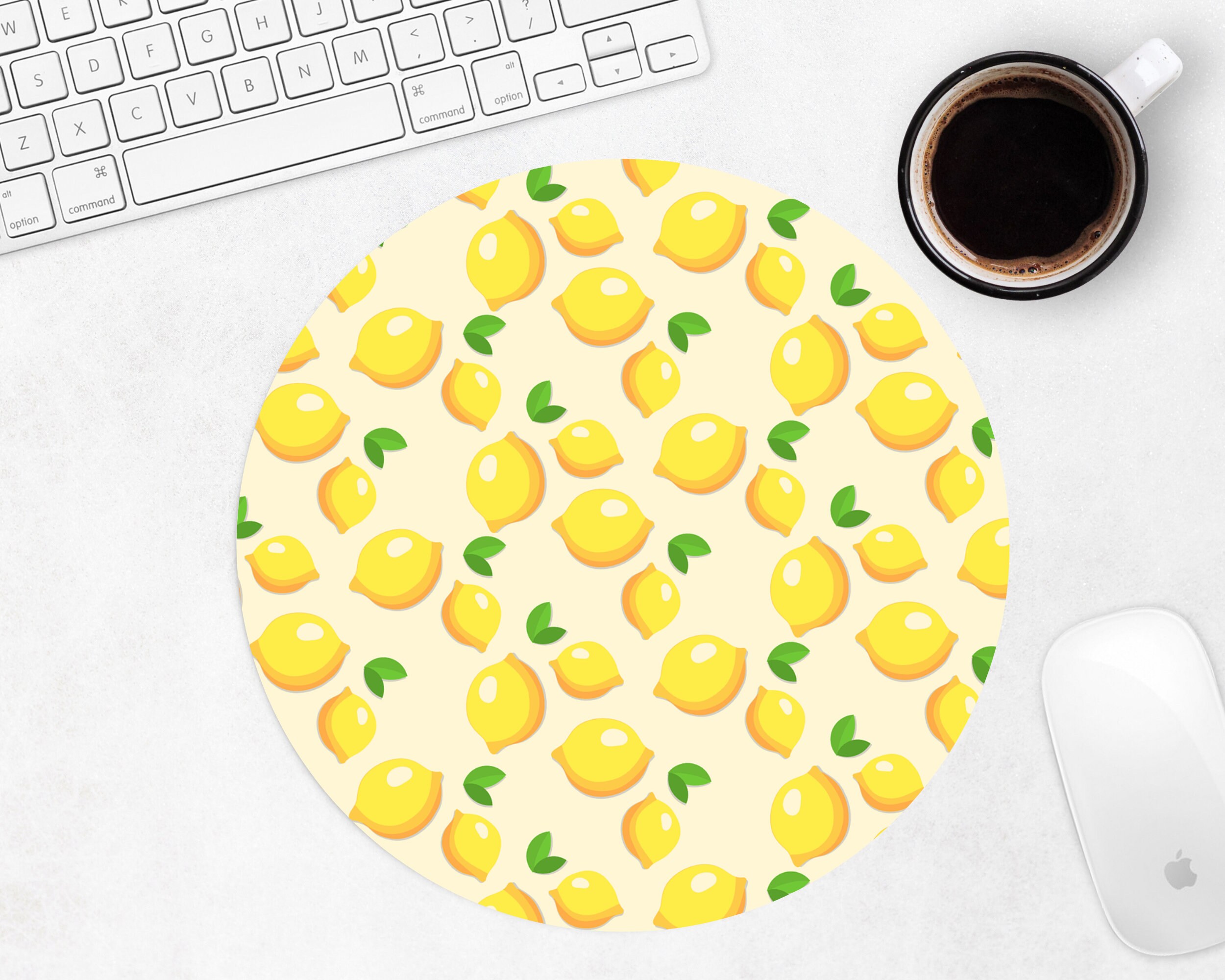 Lemon Mouse Pad Lemon Mousepad Circle Mousepad Round Mouse - Etsy