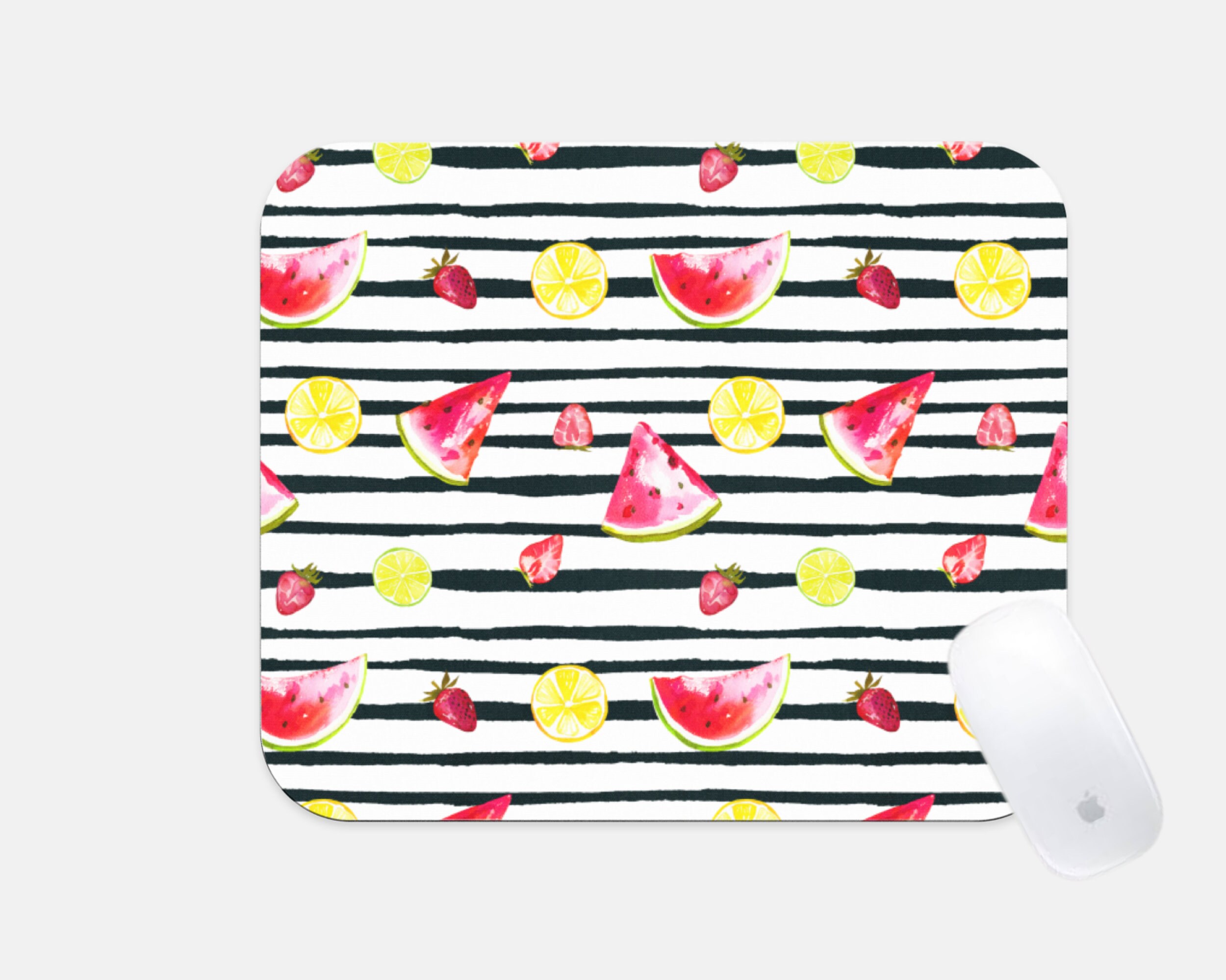 Watermelon Mouse Pad Circle Mousepad Striped Round Mouse Pad - Etsy