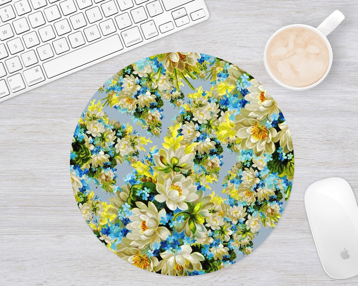 Floral Mousepad Circle Mouse Pad Round Mouse Pad for Women - Etsy