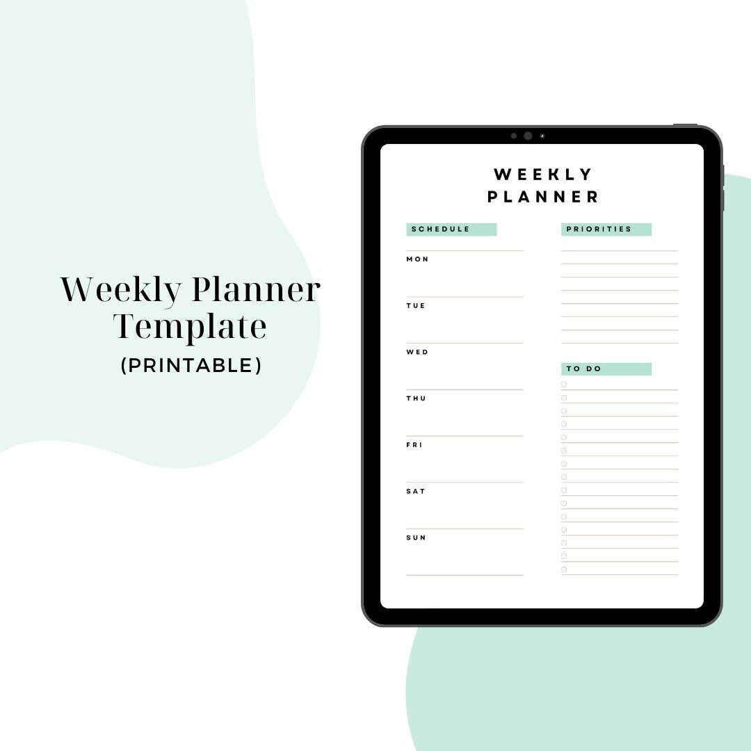 Weekly Planner Template Weekly Planner PDF Template Printable Template ...