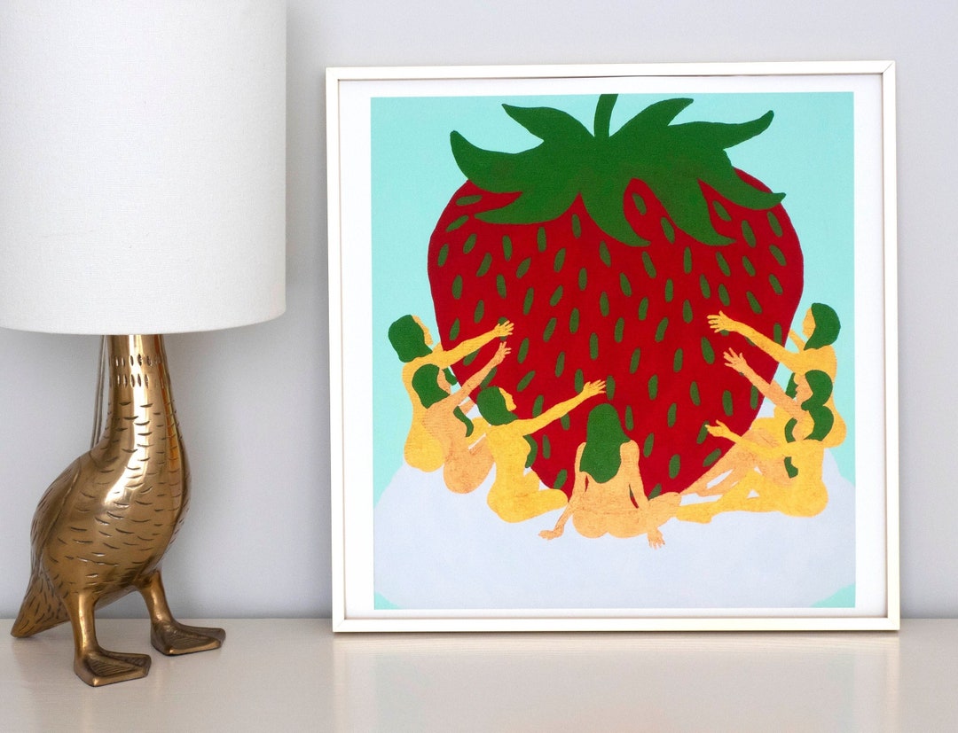 Strawberry Women Print , Botanical Art , Fine Art Print , Feminist Art ...