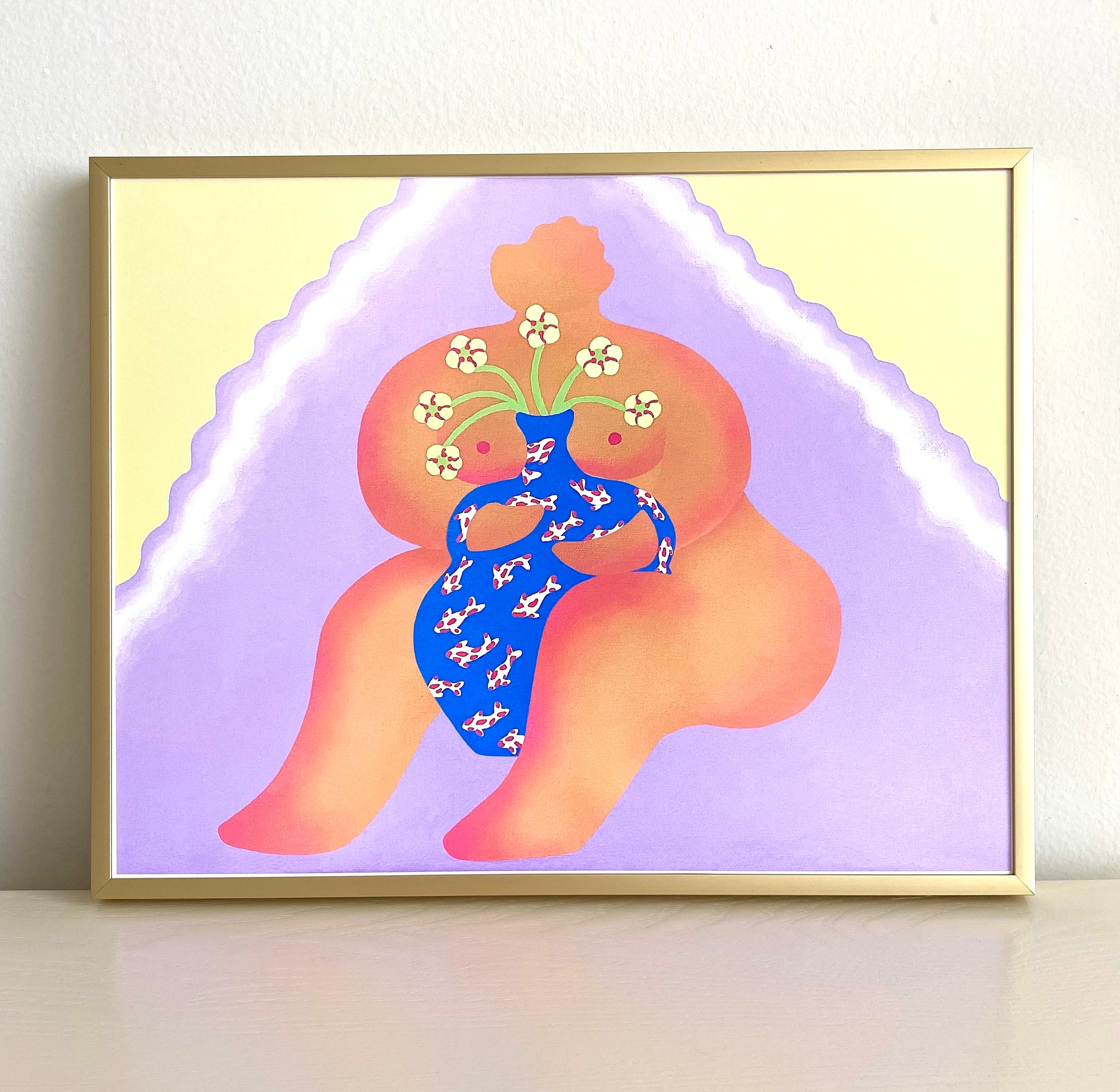 Woman With Flowers, Female Figure, Fine Art Print, Still Life Art, Wall ...