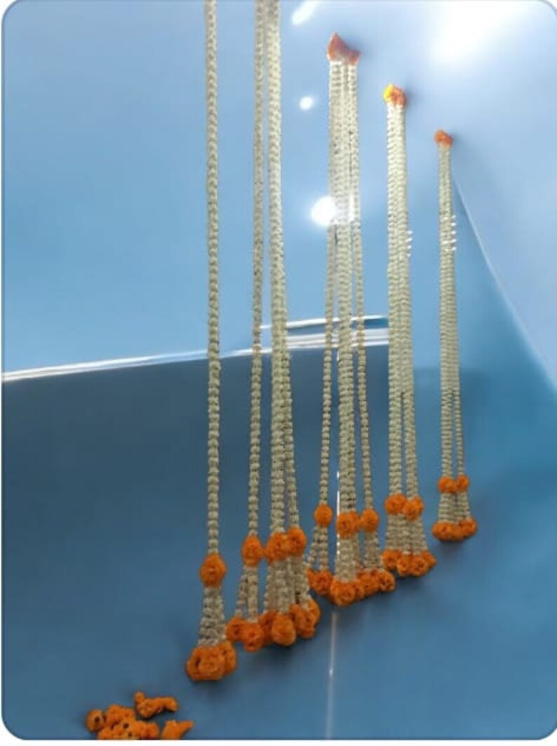 Beautiful Artificial Jasmine Flowers Lari With Orange Ganda Flowers for ...