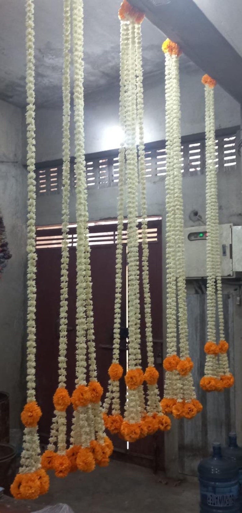 Beautiful Artificial Jasmine Flowers Lari With Orange Ganda Flowers for ...