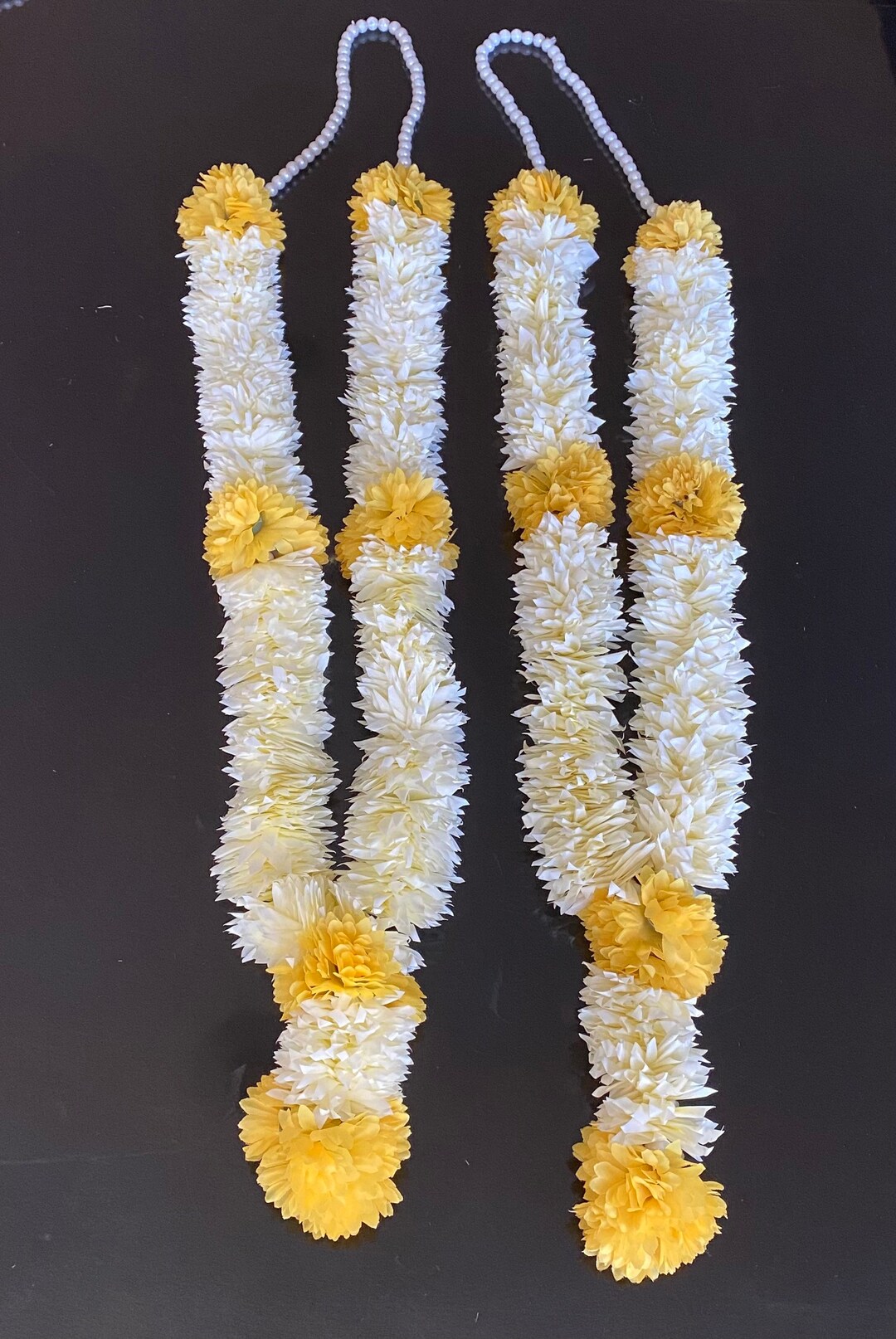 Artificial Yellow and White/ off White Vaarmala Garland Haar for Any ...