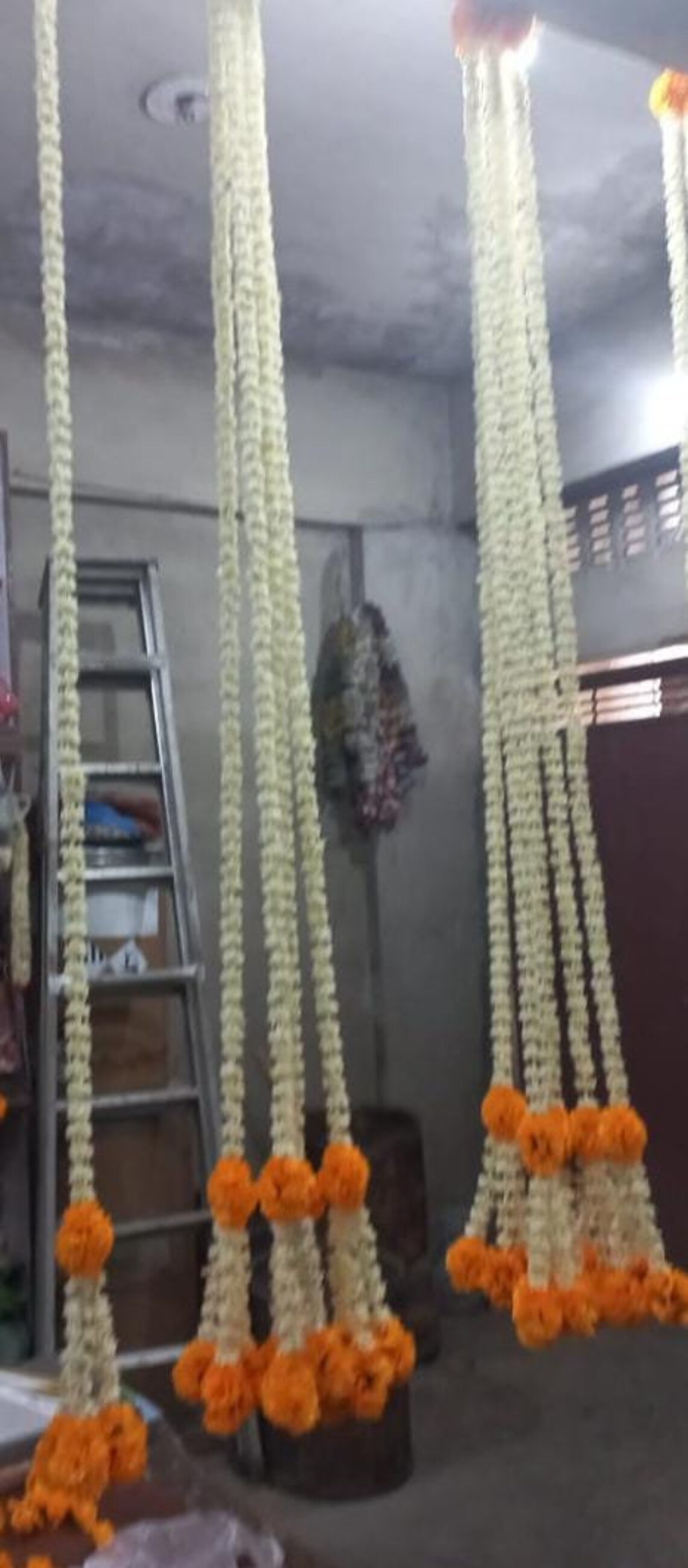 Beautiful Artificial Jasmine Flowers Lari With Orange Ganda Flowers for ...