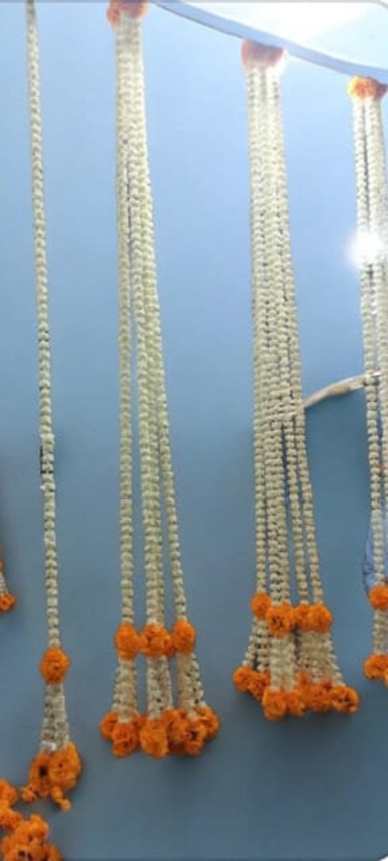 Beautiful Artificial Jasmine Flowers Lari With Orange Ganda Flowers for ...