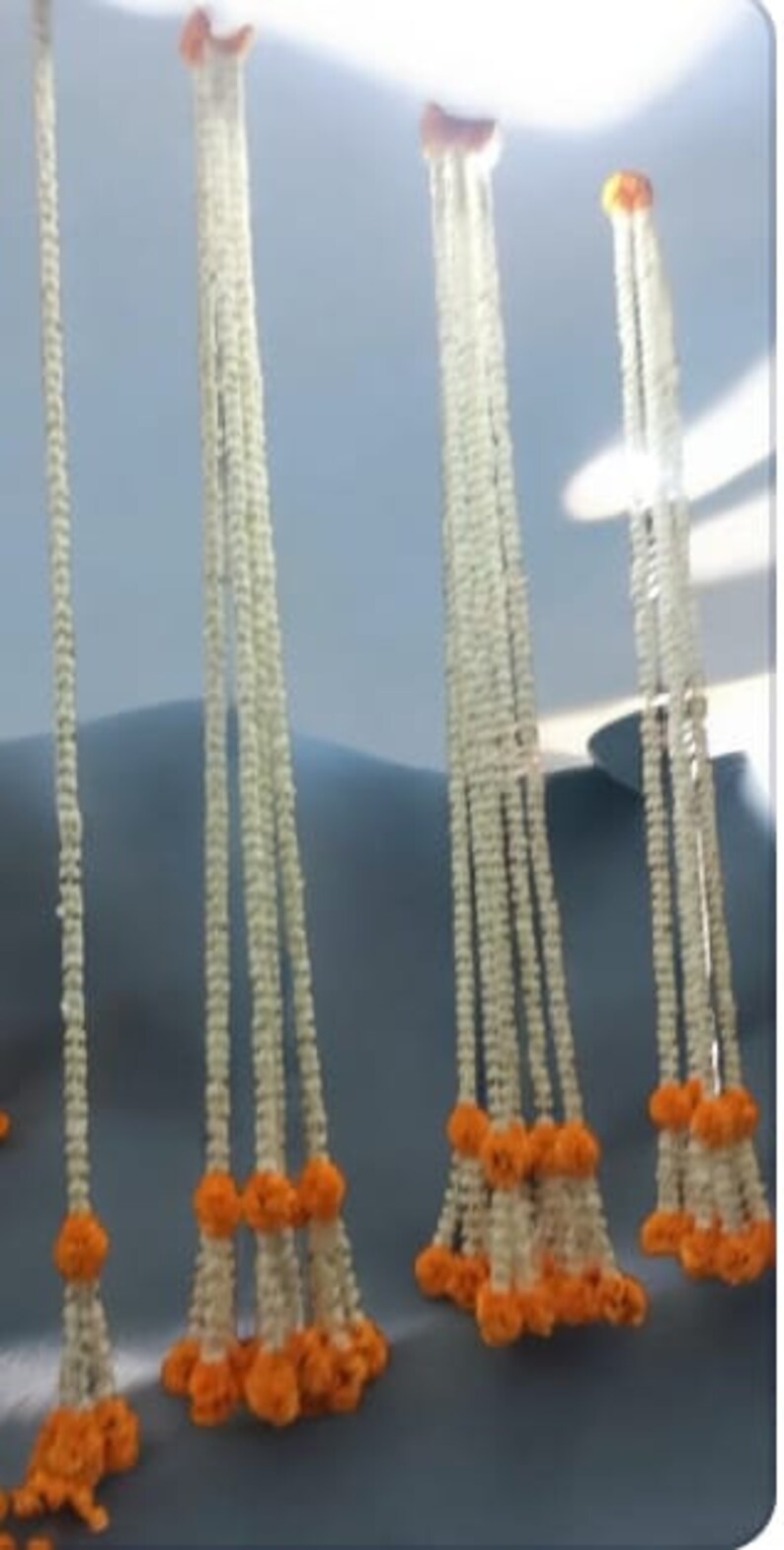 Beautiful Artificial Jasmine Flowers Lari With Orange Ganda Flowers for ...