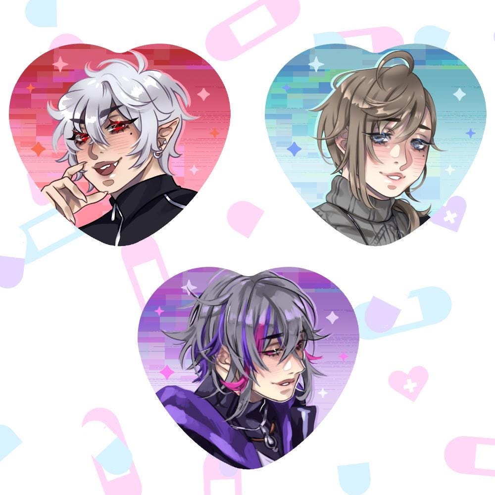 Nijisanji Jp Vtuber Heart Buttons - Etsy