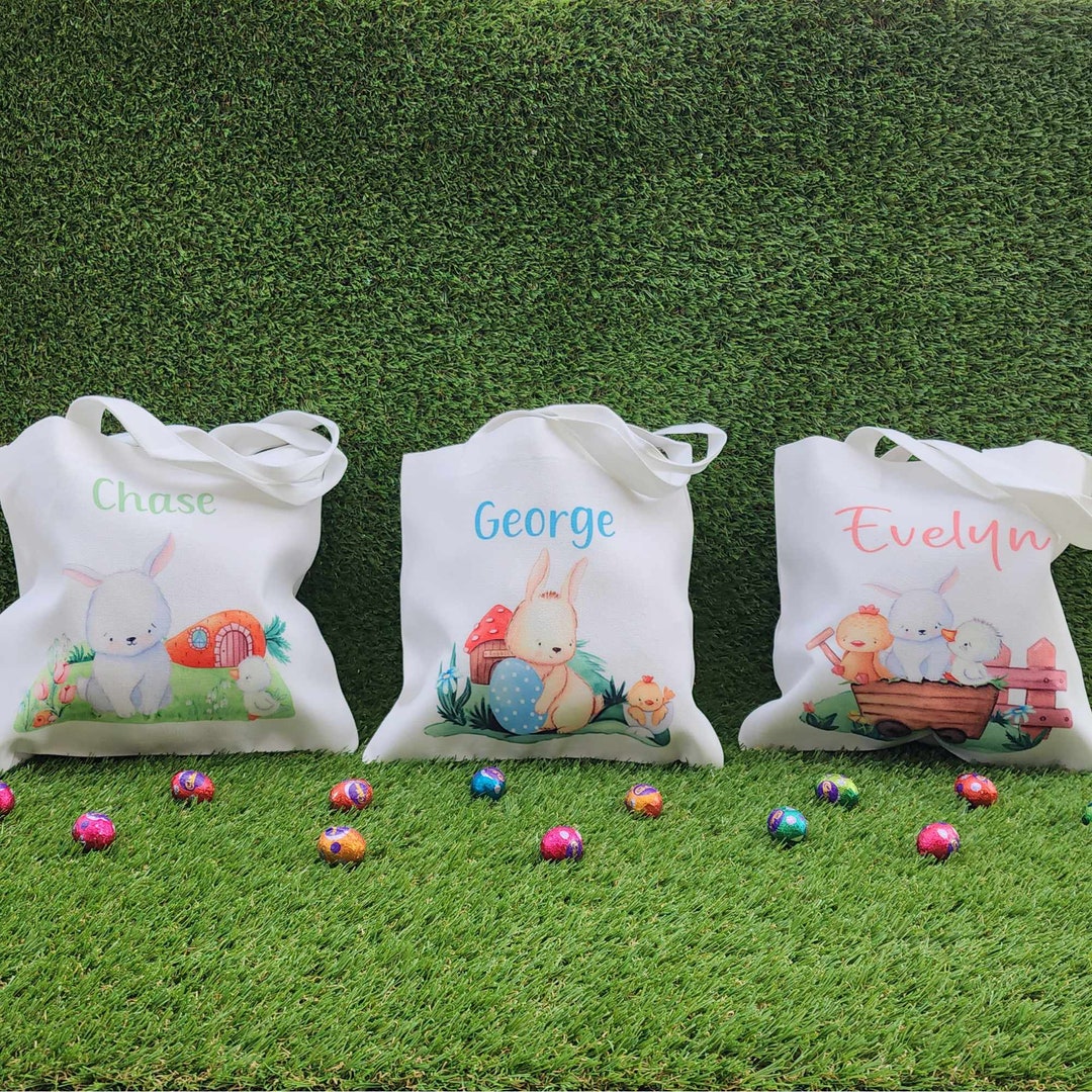 Personalised Easter Bags, Easter Tote Bags, Easter Gift Bag, Egg Hunt ...