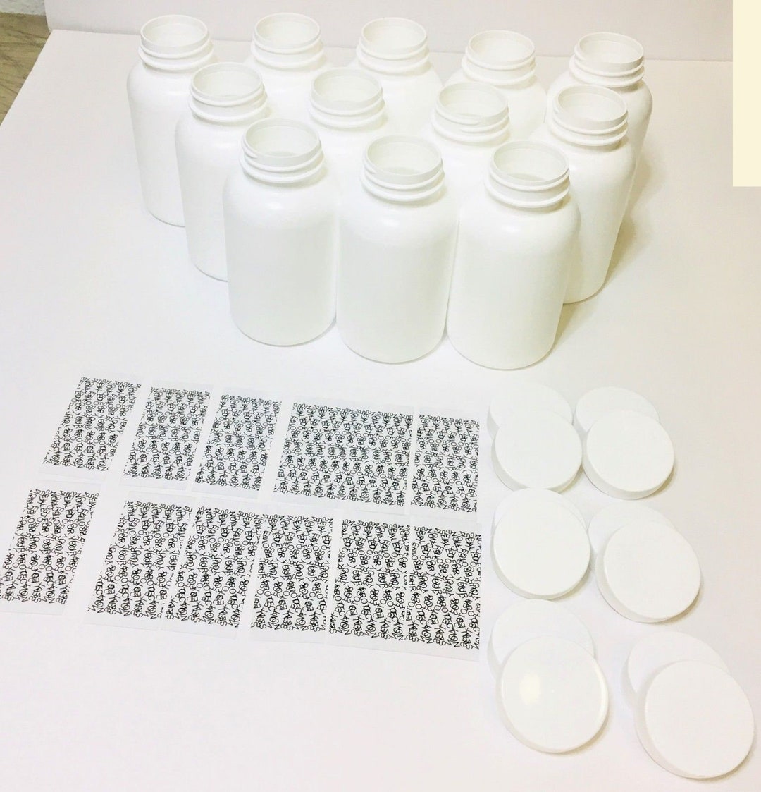 Plastic Bottles Set of 12 HDPE 175cc Pill Packer Bottles. With Pressure ...