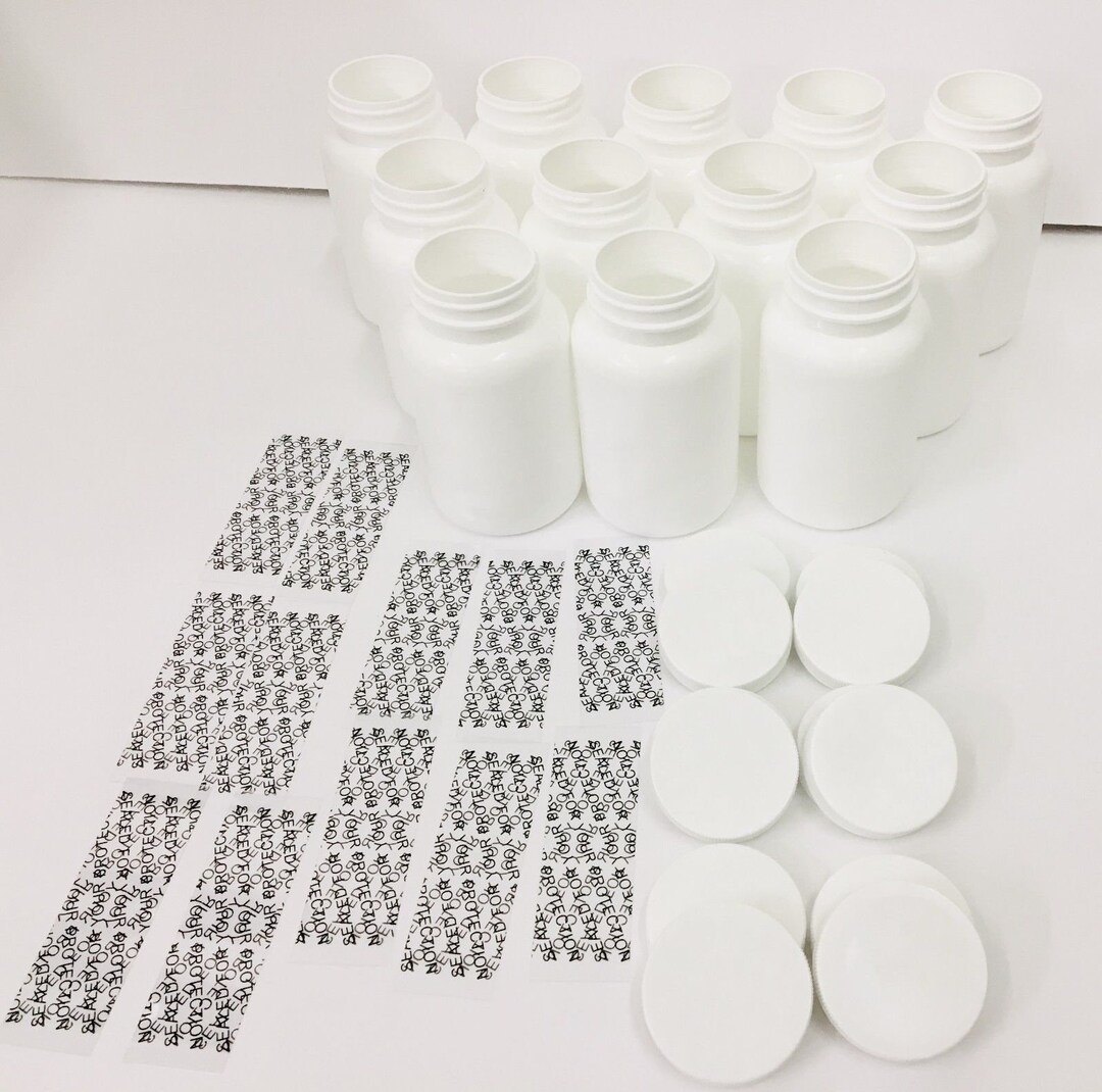 Plastic Bottles Set of 12 HDPE 225cc Pill Packer Bottles, With Pressure ...