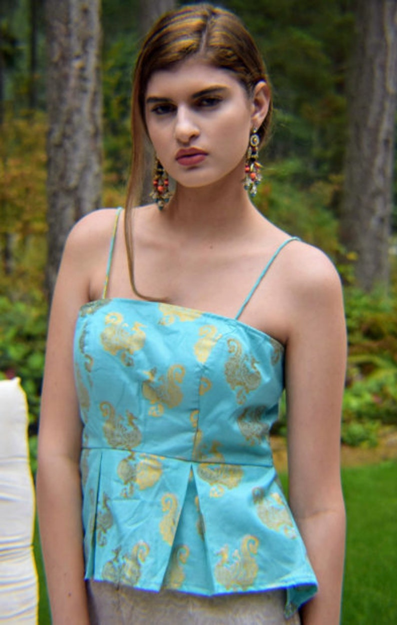 Sky Blue Brocade Top - Etsy
