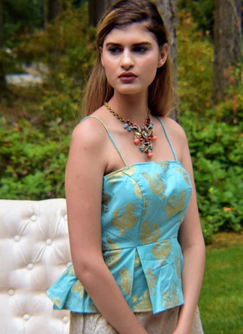 Sky Blue Brocade Top - Etsy