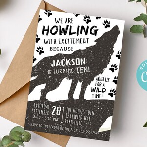 Wolf Birthday Invitation Instant Download Wolf Invitation - Etsy