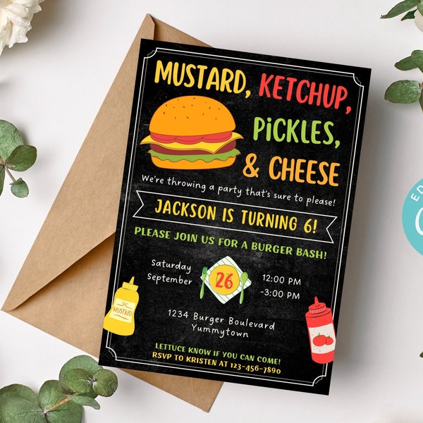 Burger Birthday Invitation - Etsy