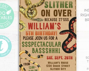 Snake Birthday Invitation | Etsy